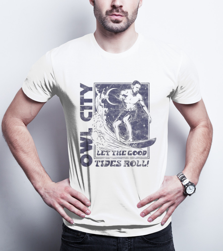 Owl City Let The Good Tides Roll Surfer Wave Adventure T-Shirt