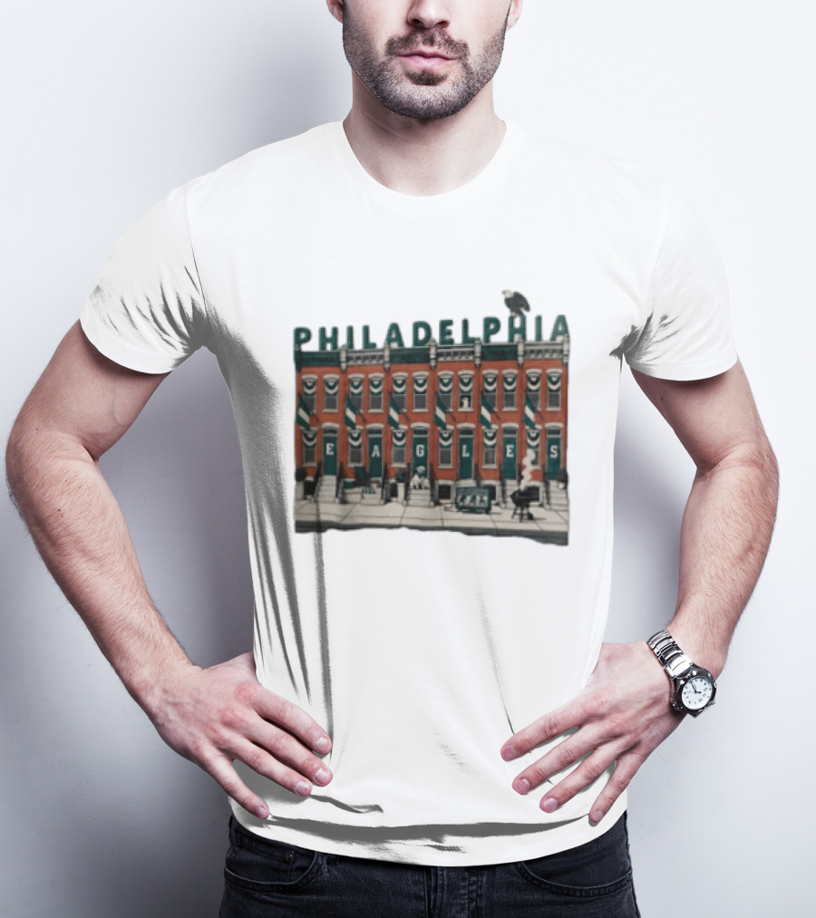 Philadelphia Eagles Birds On The Block Rowhouses T-Shirt