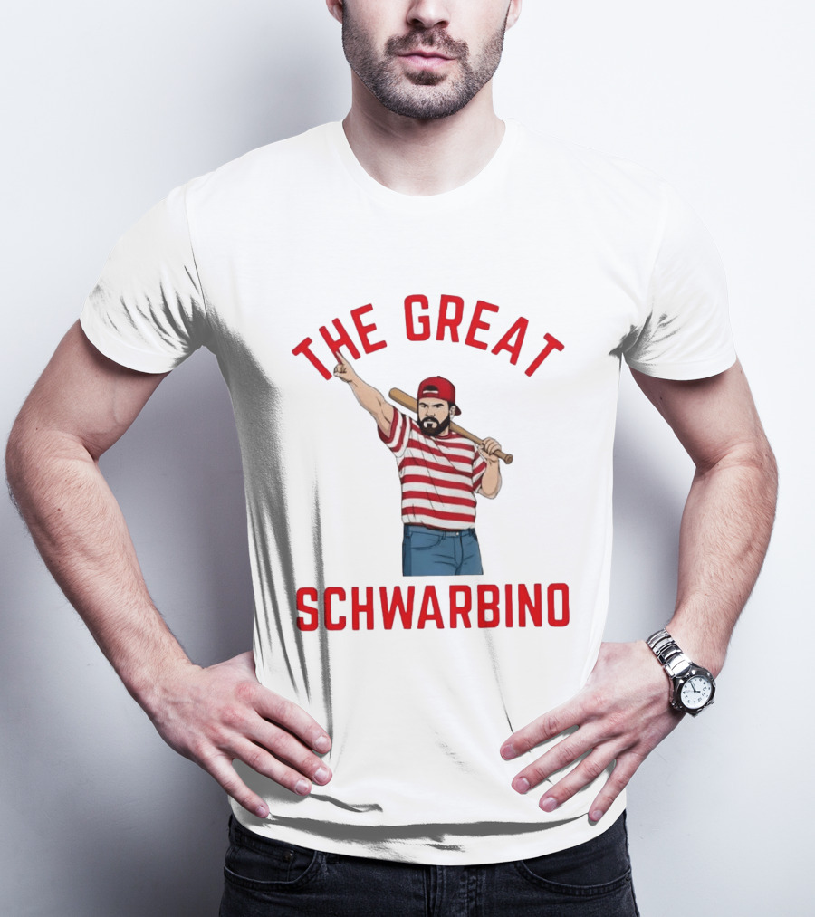 Philadelphia Phillies The Great Schwarbino Baseball Player Stripes And Bat T-Shirt