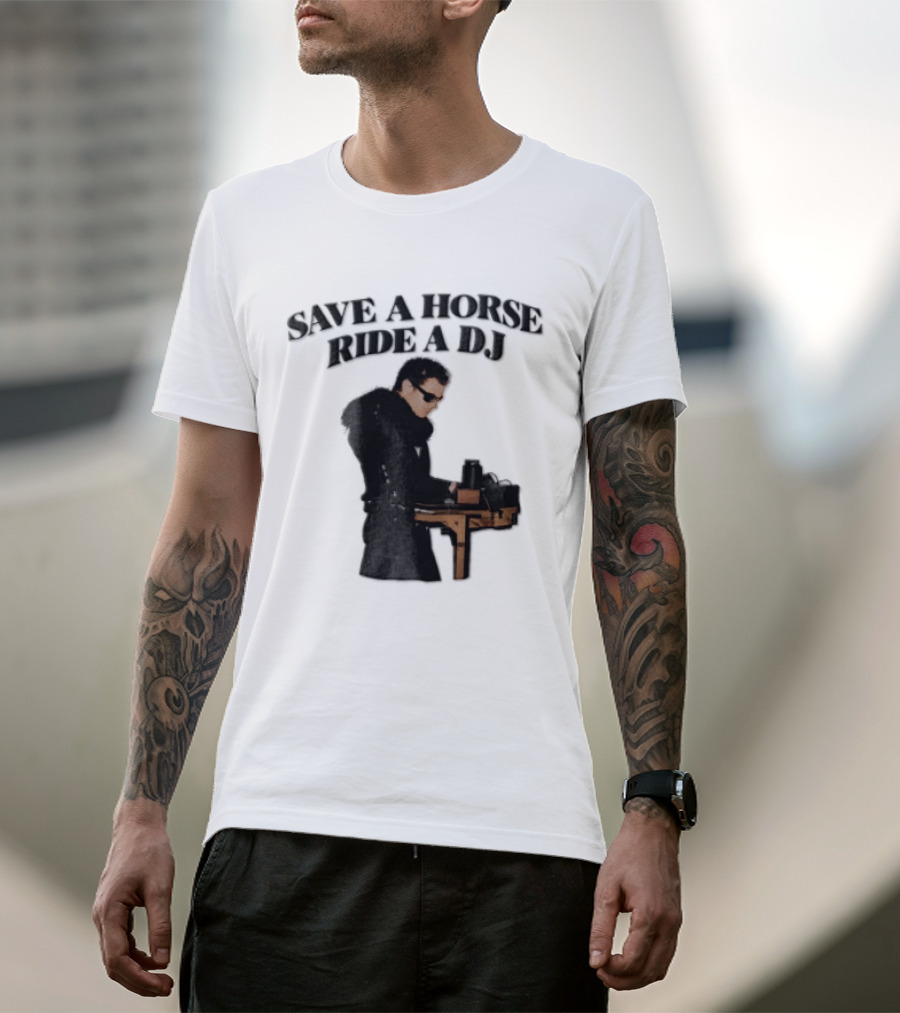 Save A Horse Ride A DJ Sunglasses Turntable Musician T-Shirt
