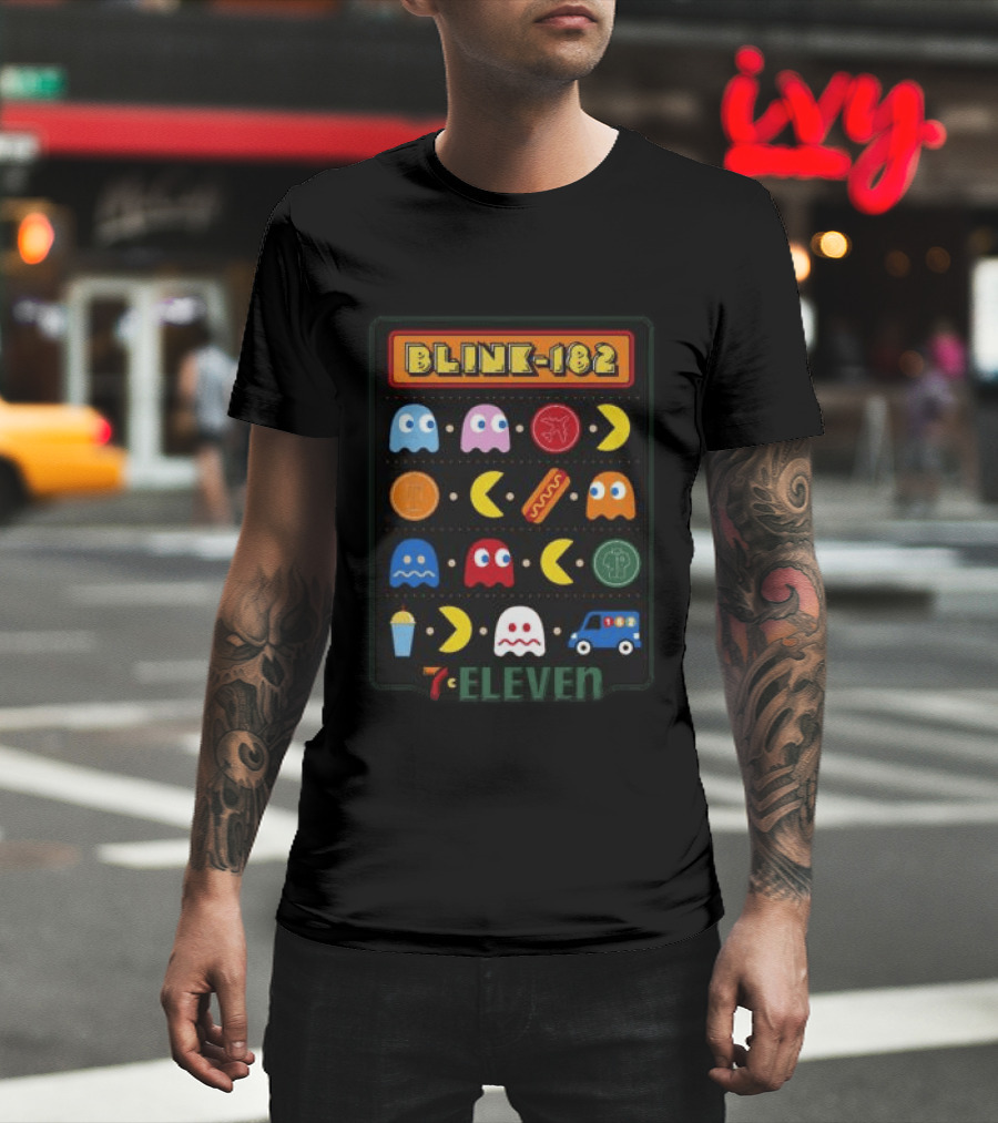 Blink 182 Pac Man 7 Eleven Collaboration Longsleeve Retro Arcade T-Shirt