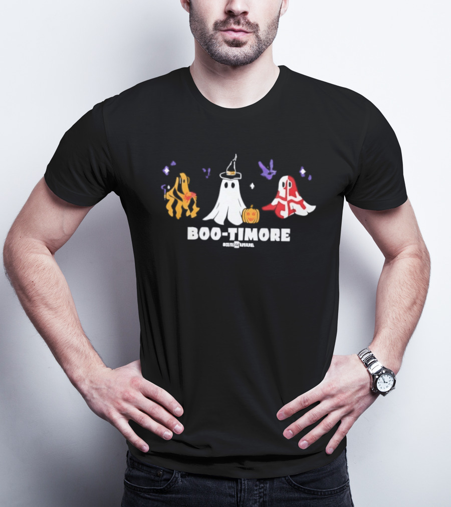 Boo Timore Halloween Ghost Crab Pumpkin Pelican Ravens Orioles T-Shirt