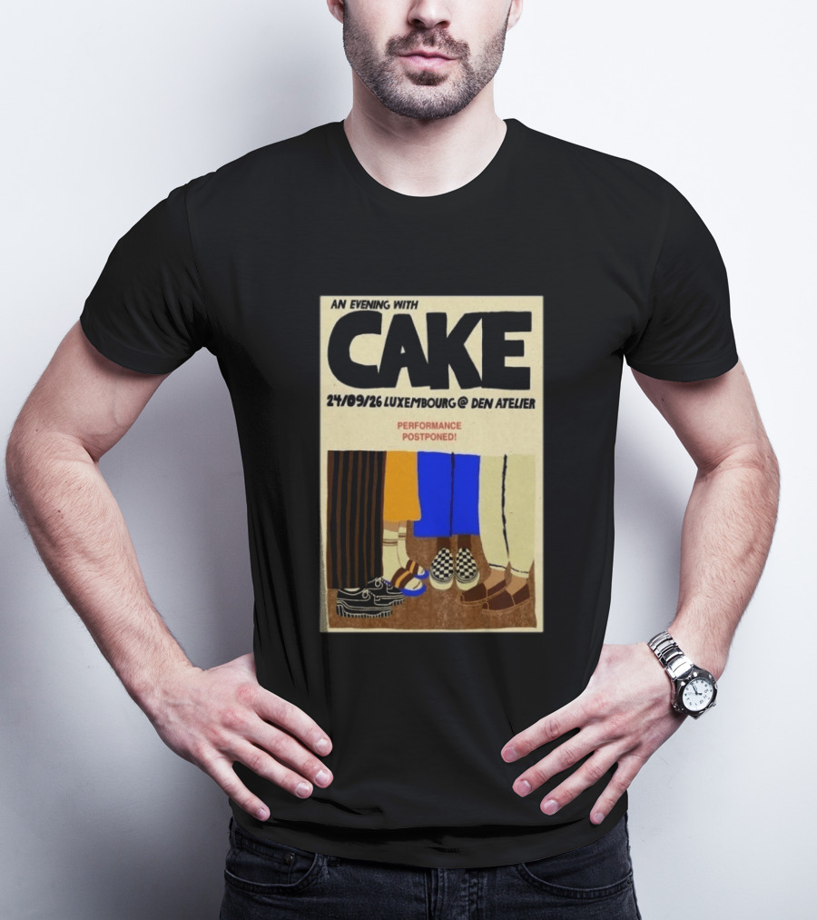 An Evening With CAKE Luxembourg Den Atelier Sep 24 2026 Performance Postponed T-Shirt