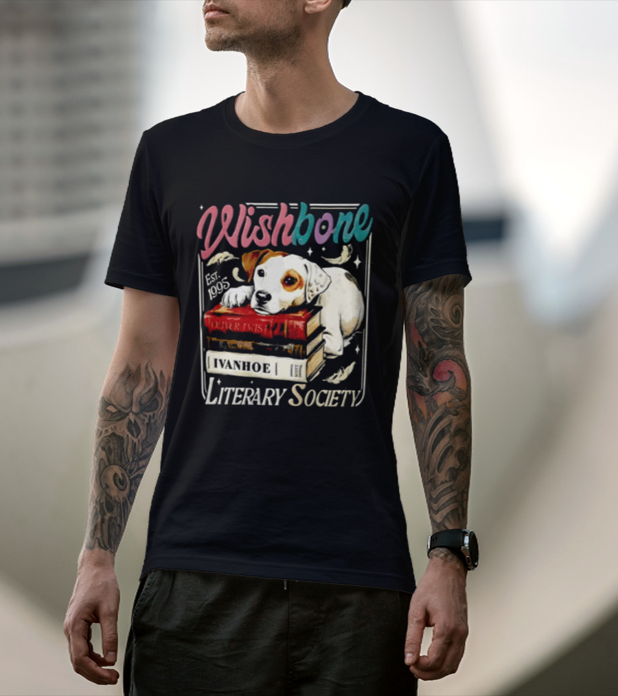 Wishbone Jack Russell Terrier Literary Society Ivanhoe Aaron Twist Books T-Shirt