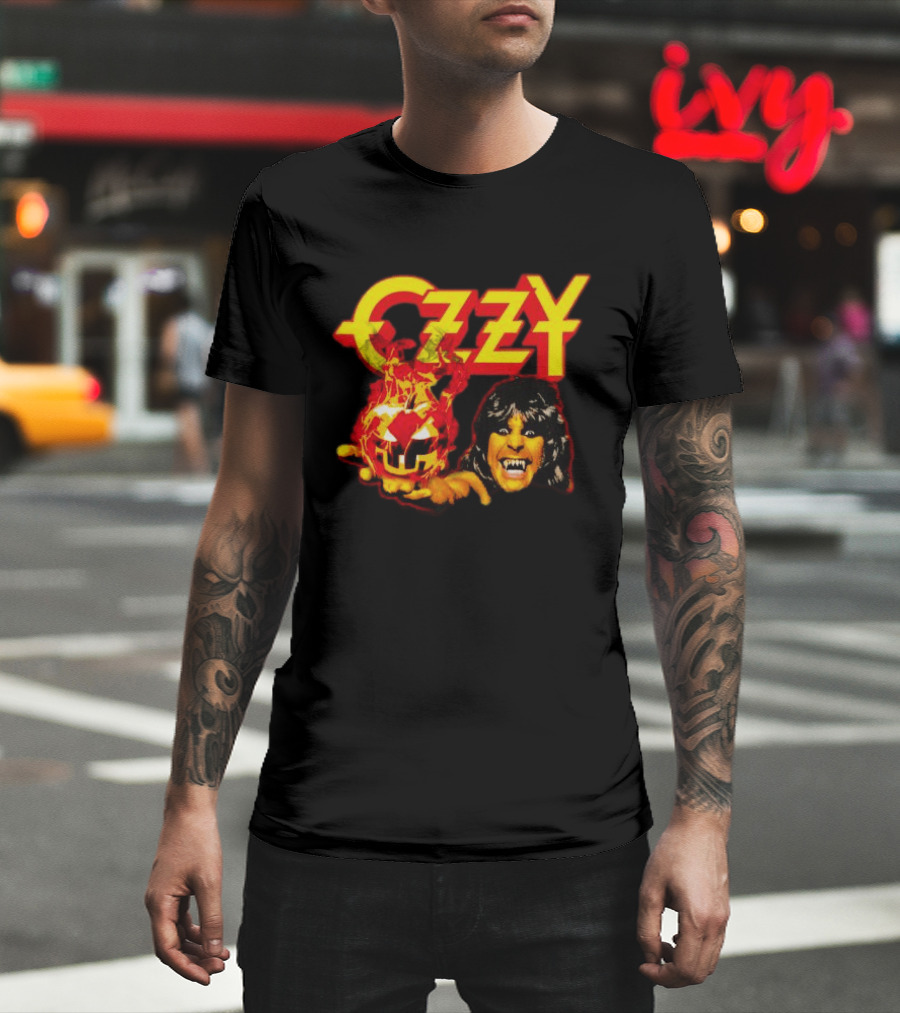 Ozzy Osbourne Halloween Pumpkin Fiery Face T-Shirt