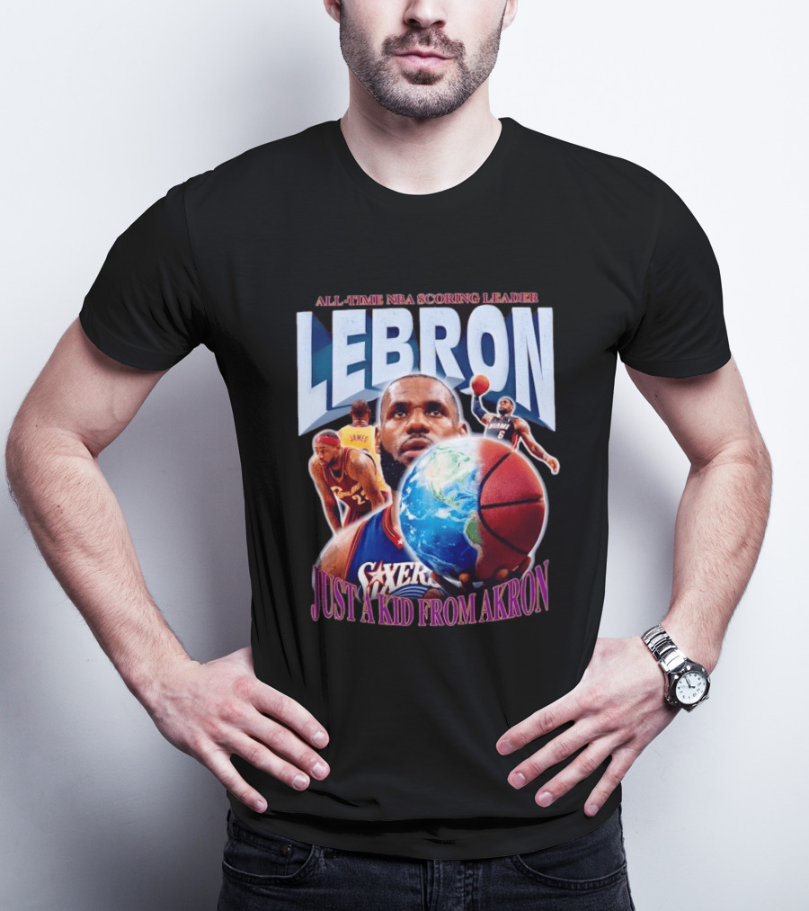 LeBron All Time NBA Scoring Leader Just A Kid From Akron T-Shirt