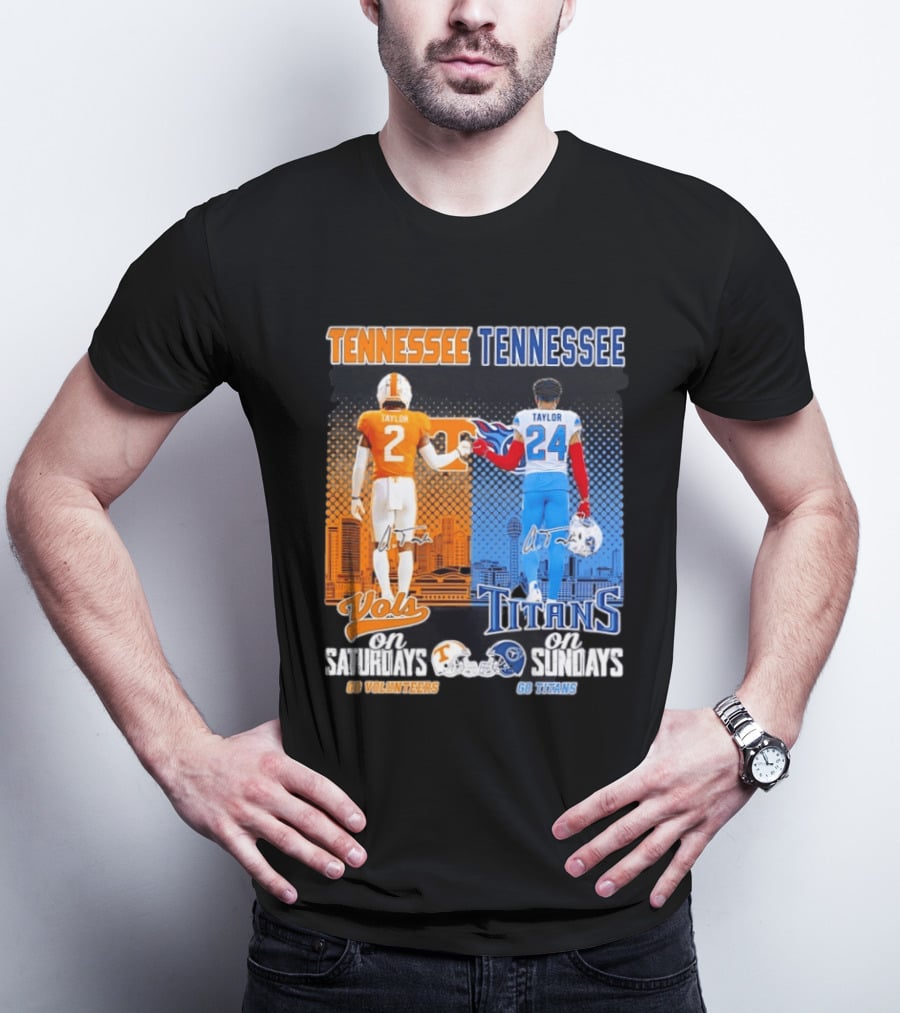 Tennessee Volunteers On Saturdays Go Volunteers Tennessee Titans On Sundays Go Titans T-Shirt