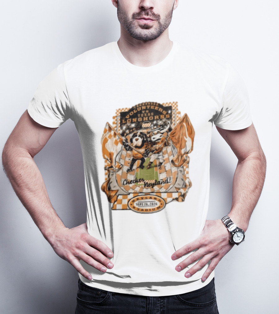 Tennessee Volunteers Vs Texas Longhorns Neyland Stadium Checker Neyland Sept 26 2026 T-Shirt