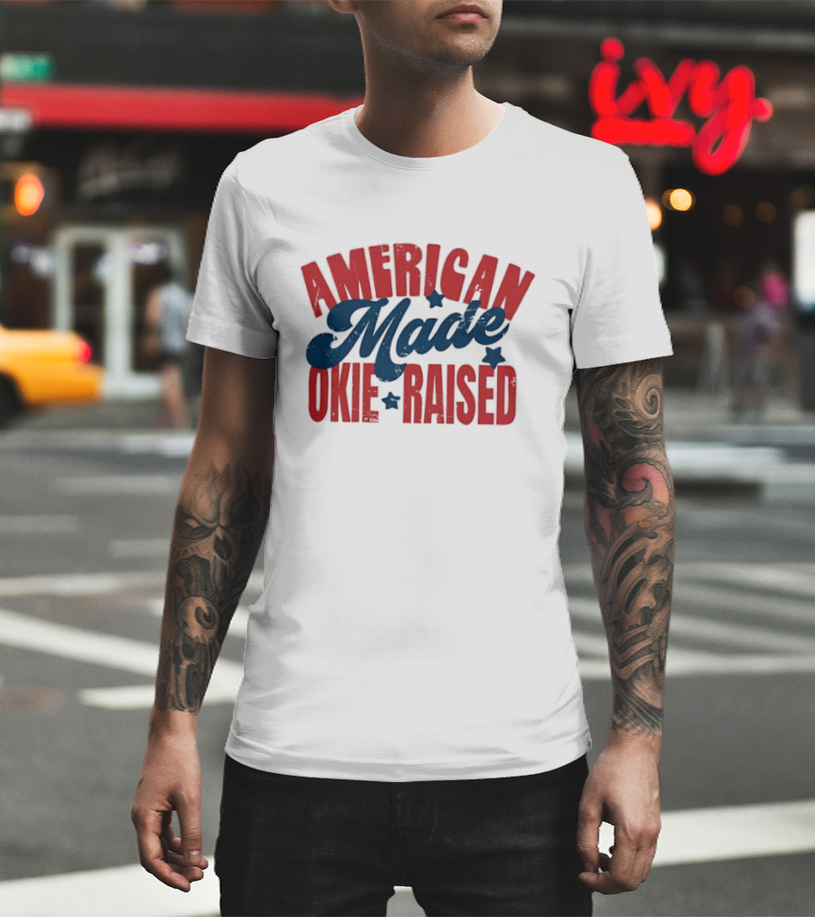 American Made Okie Raised Stars Vintage Appeal T-Shirt