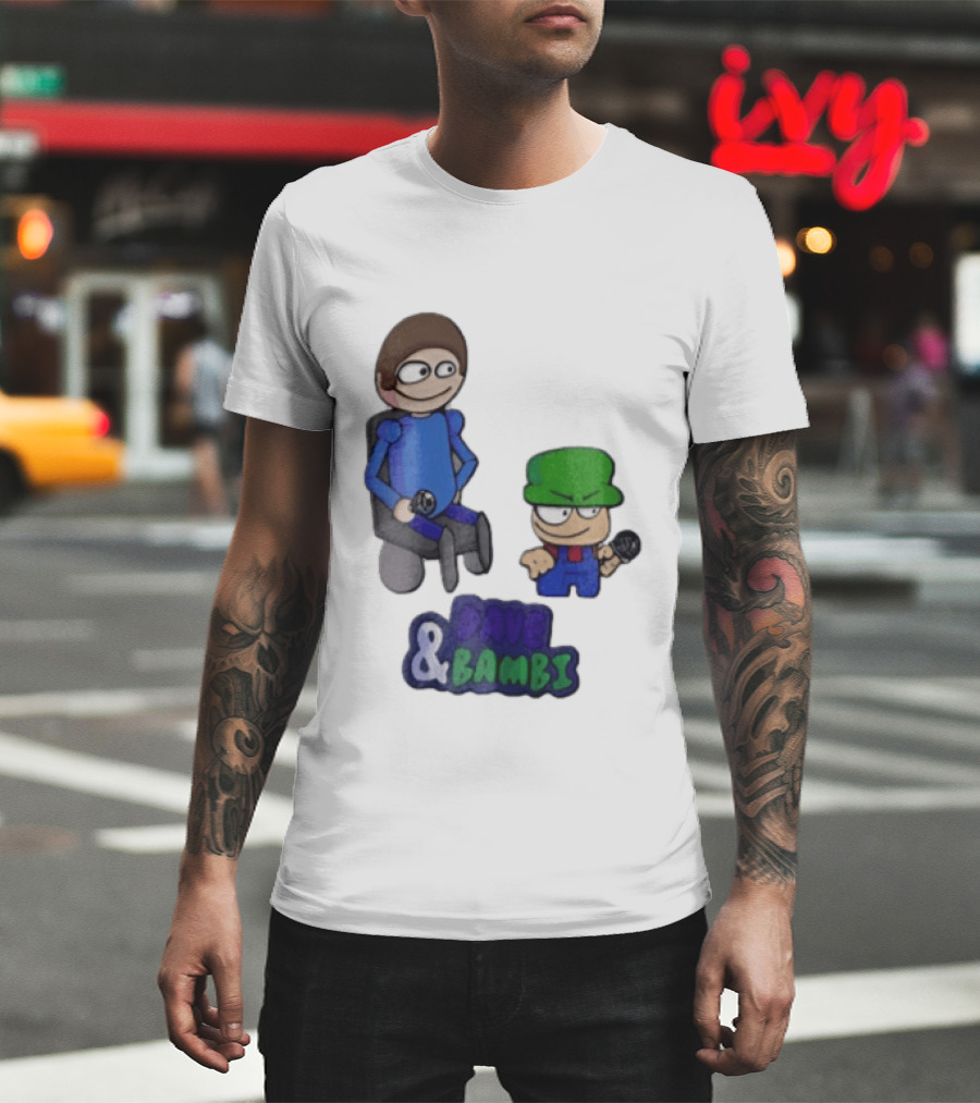 Dave And Bambi Characters Holding Microphones Cartoon T-Shirt