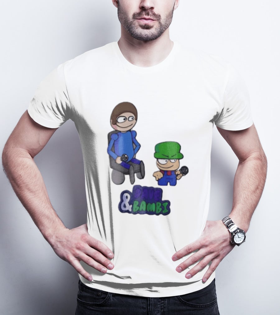 Dave And Bambi Characters Holding Microphones Cartoon T-Shirt