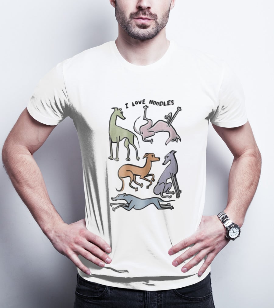 I Love Noodles Five Colorful Greyhound Dogs T-Shirt
