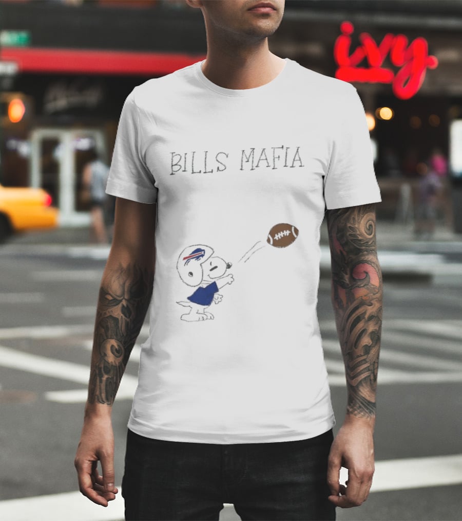 Snoopy Bills Mafia Buffalo Bills Football Fan Apparel Peanuts Sports T-Shirt