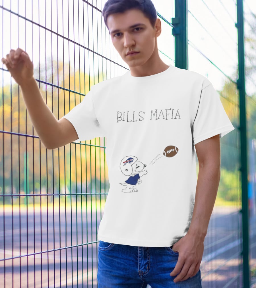 Snoopy Bills Mafia Buffalo Bills Football Fan Apparel Peanuts Sports T-Shirt