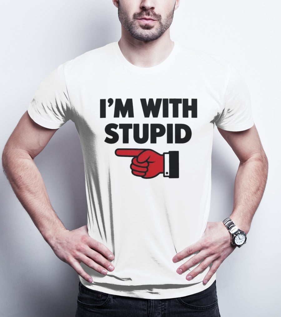 I'm With Stupid Red Foam Finger Gesture T-Shirt