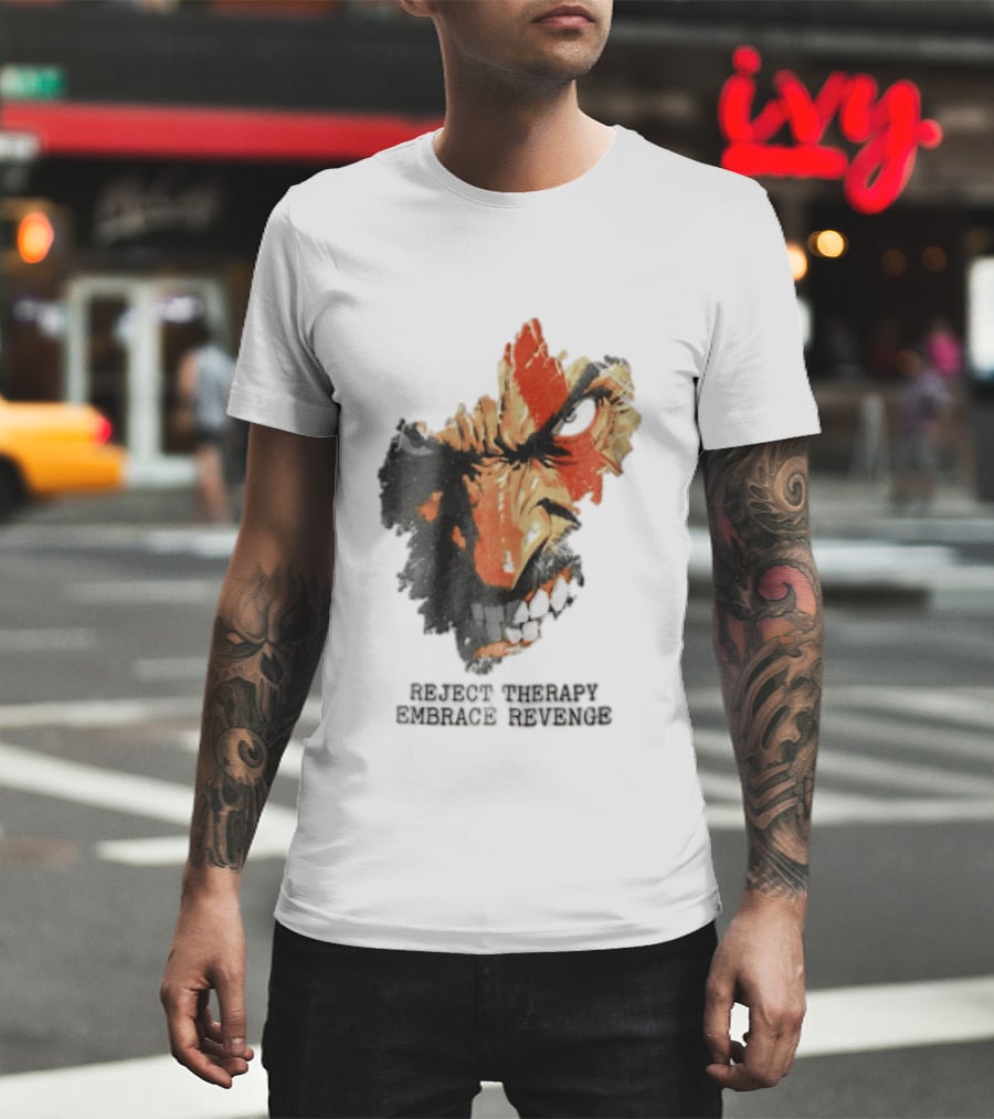 Reject Therapy Embrace Revenge Kratos Angry Bearded Man Red Tattoo God Of War T-Shirt
