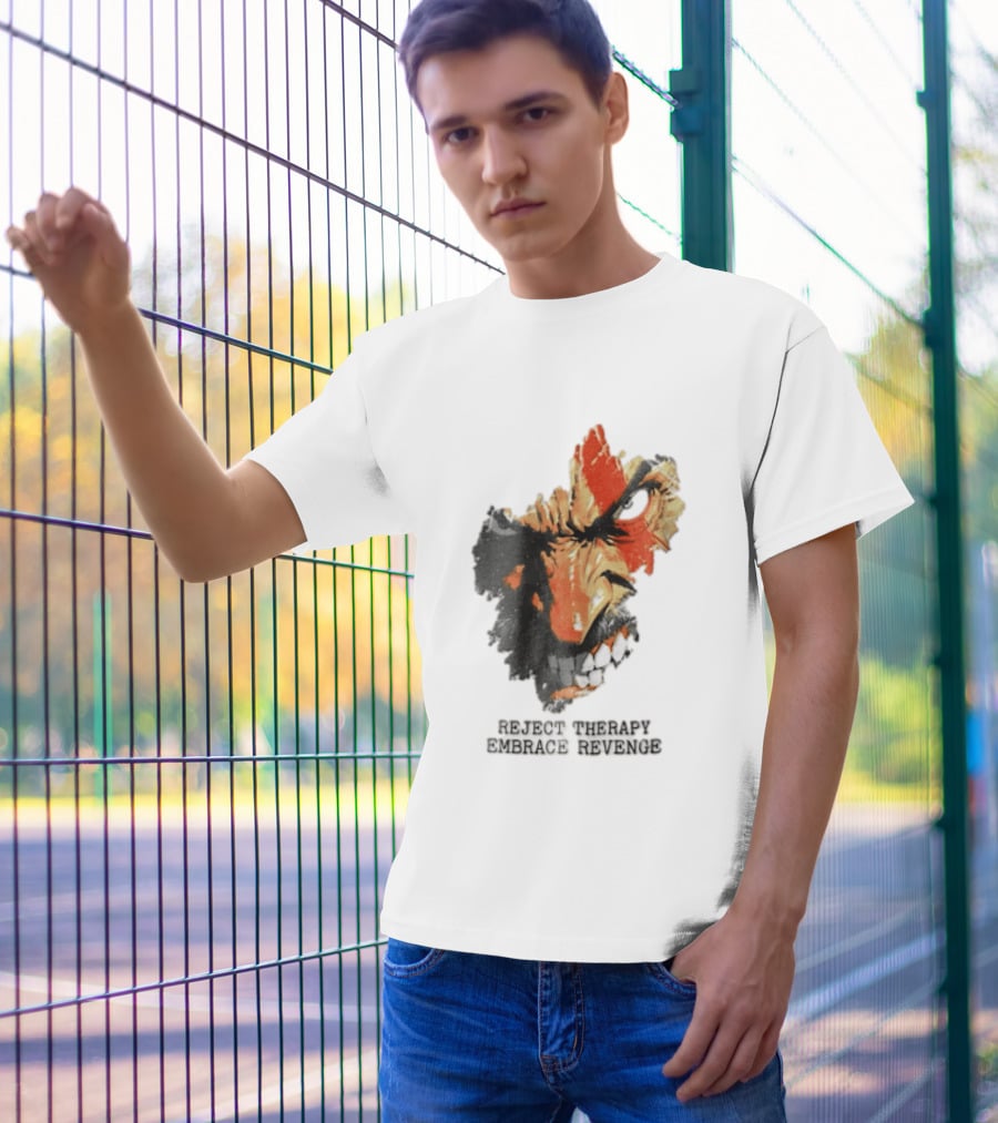 Reject Therapy Embrace Revenge Kratos Angry Bearded Man Red Tattoo God Of War T-Shirt