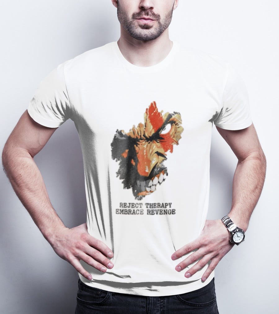 Reject Therapy Embrace Revenge Kratos Angry Bearded Man Red Tattoo God Of War T-Shirt