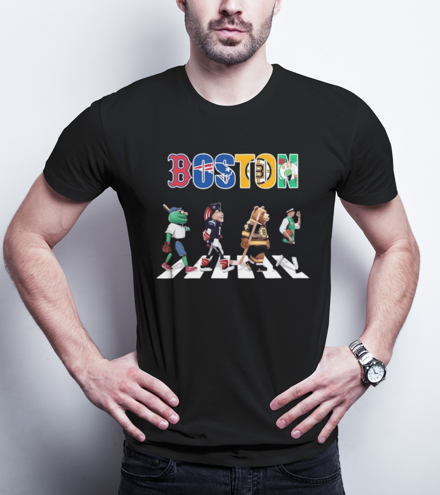 Boston Sports Mascots Abbey Road T-Shirt