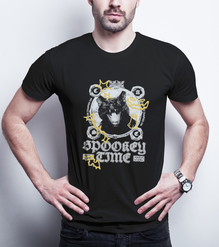 CaseOh's Spooky Time Diapies On Cat Ghost Pumpkin Bat T-Shirt