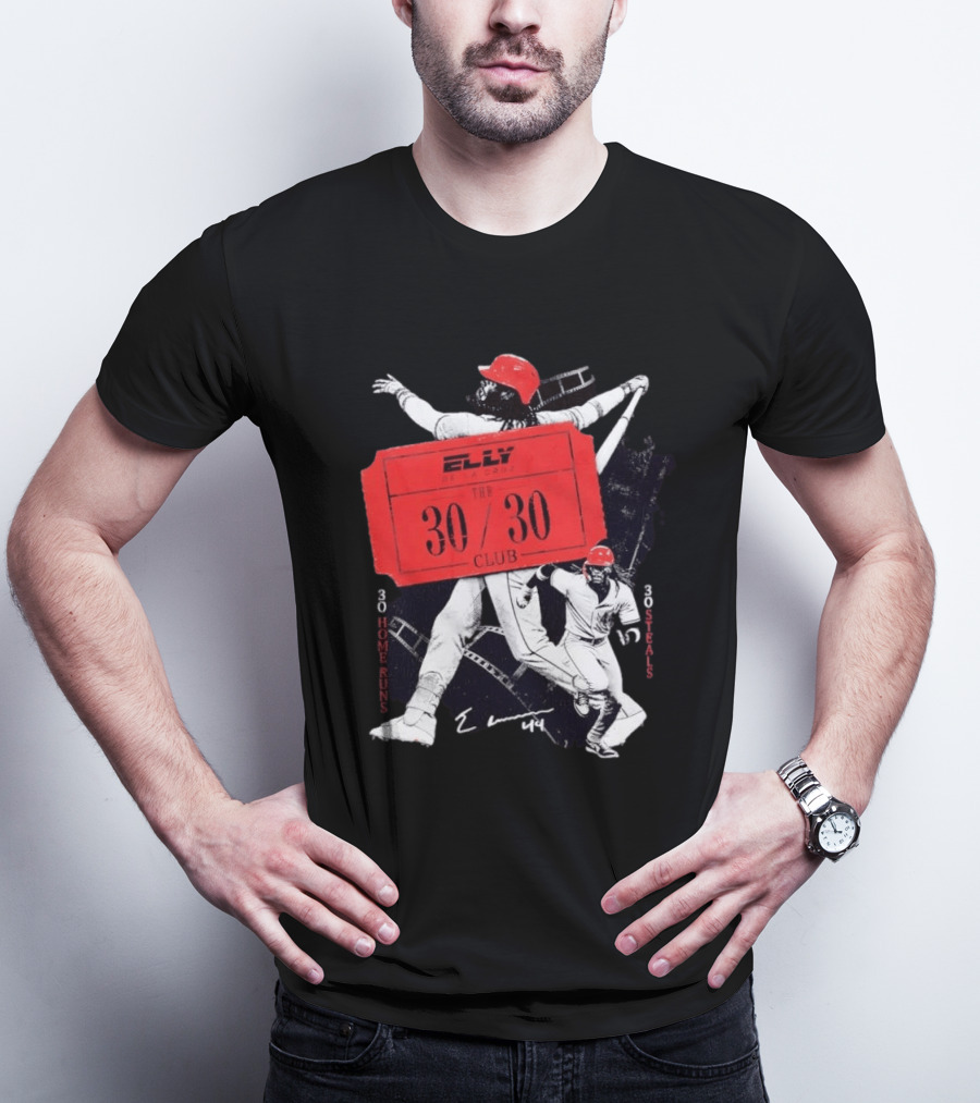 Cincinnati Reds Baseball Elly De La Cruz 30/30 Club 30 Home Runs 30 Stolen Bases T-Shirt