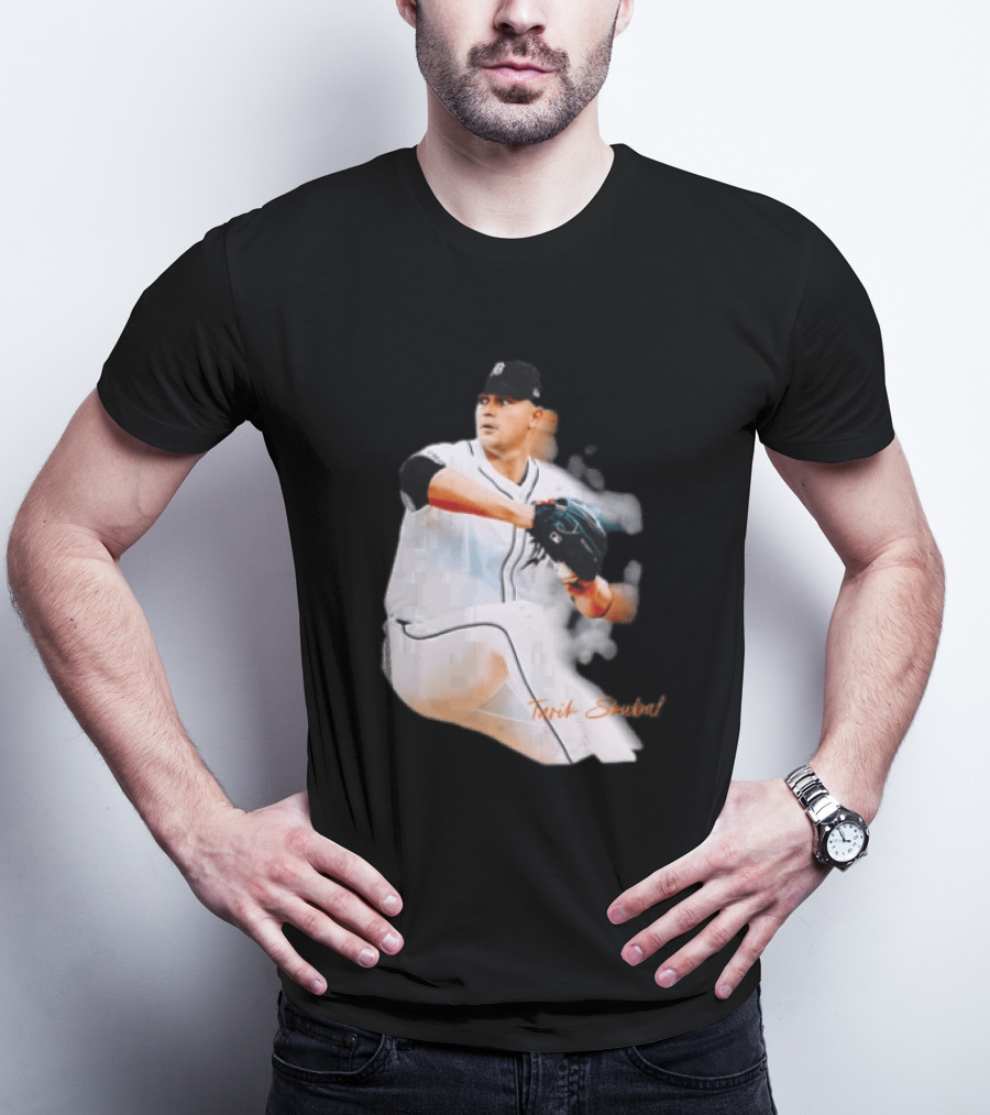Detroit Tigers Tarik Skubal Pitcher Action Baseball T-Shirt
