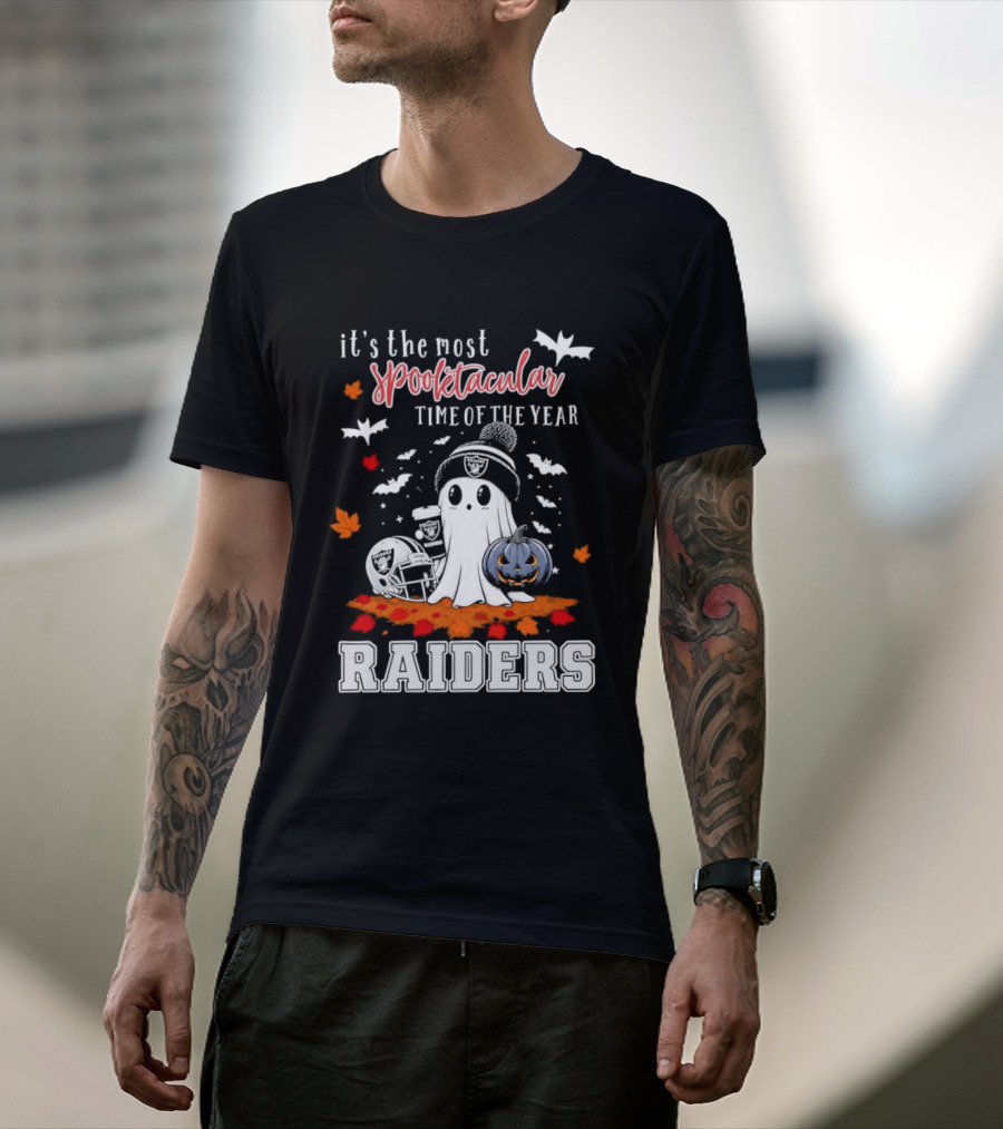 It's The Most Spooktacular Time Of The Year Raiders Halloween Ghost Pumpkin T-Shirt