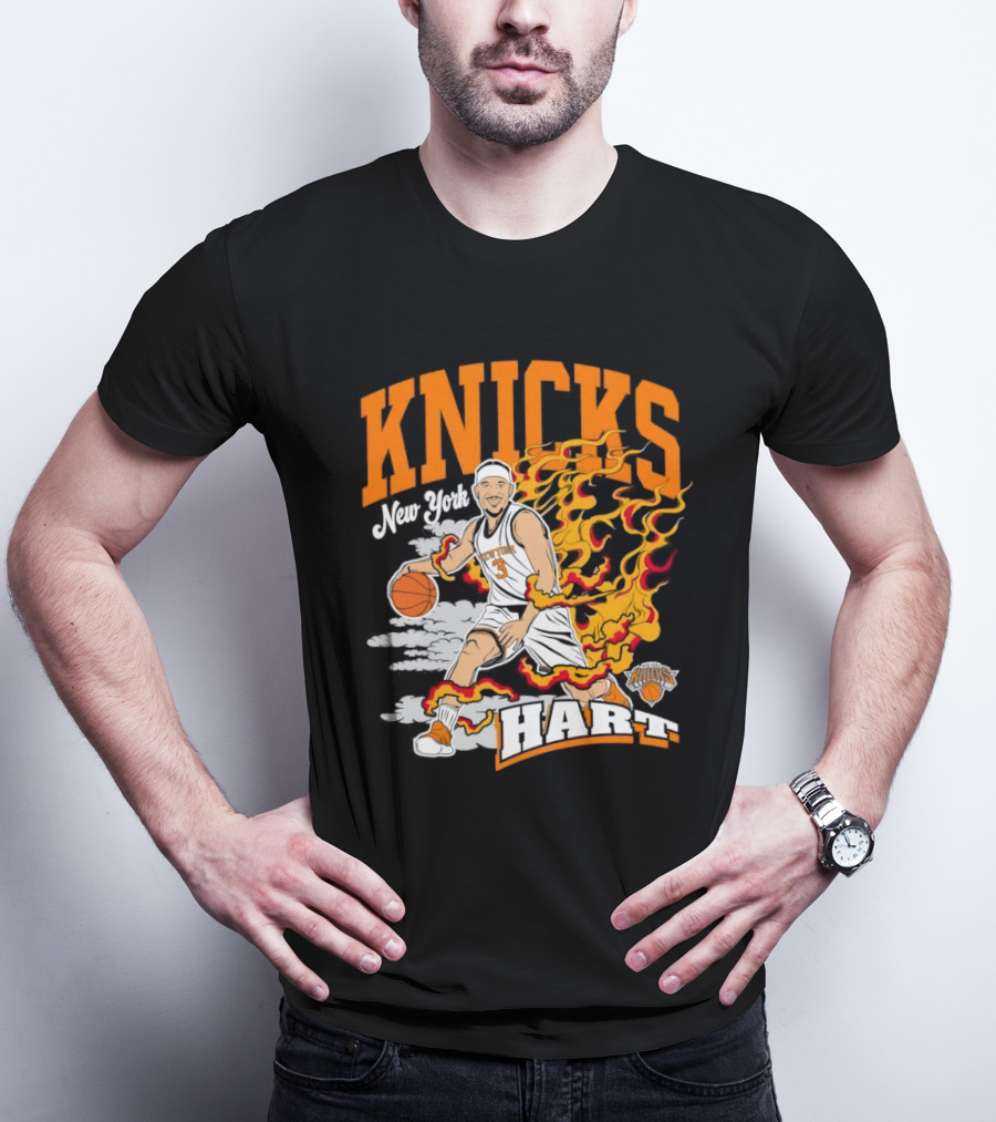 New York Knicks Josh Hart No 3 Basketball Fire T-Shirt