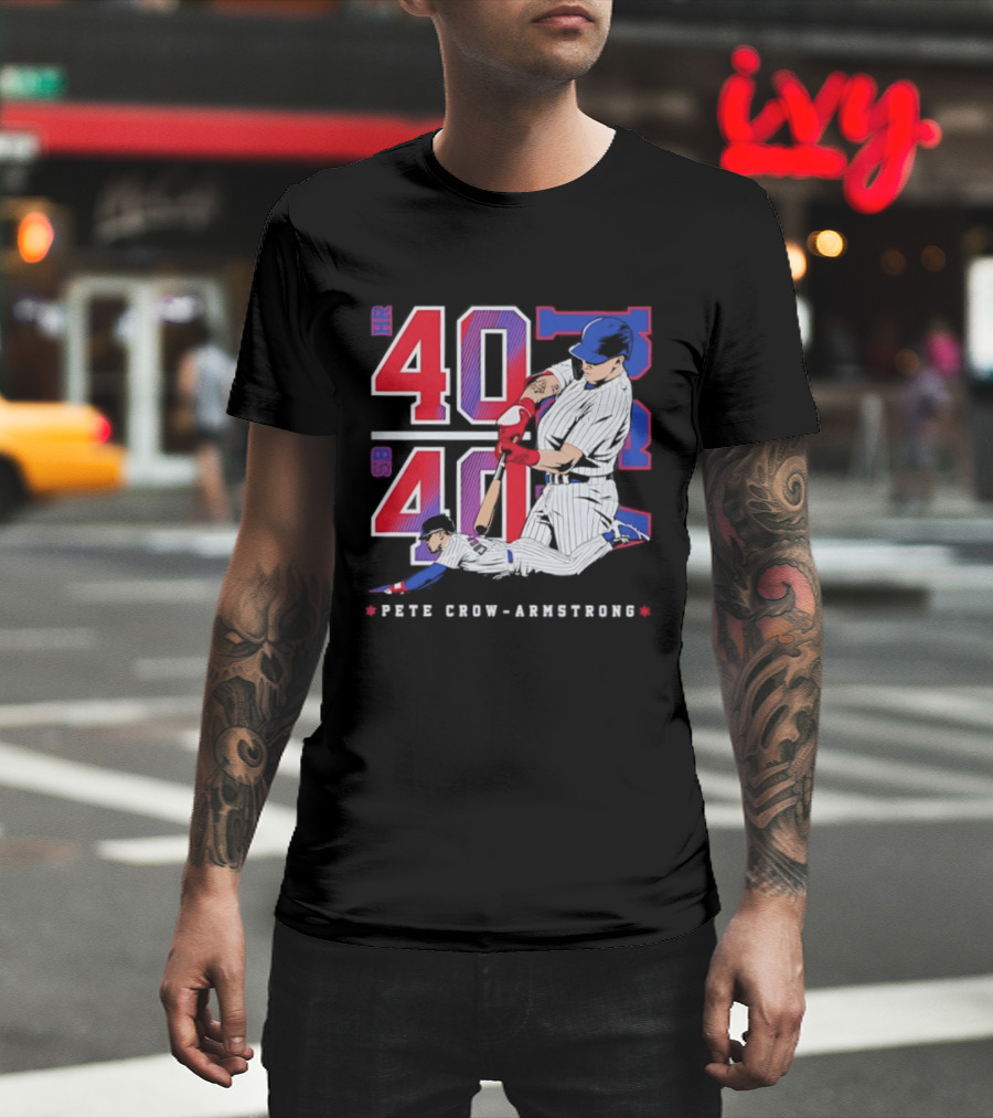 Pete Crow Armstrong 40 40 HR SB Club Chicago Cubs Players T-Shirt