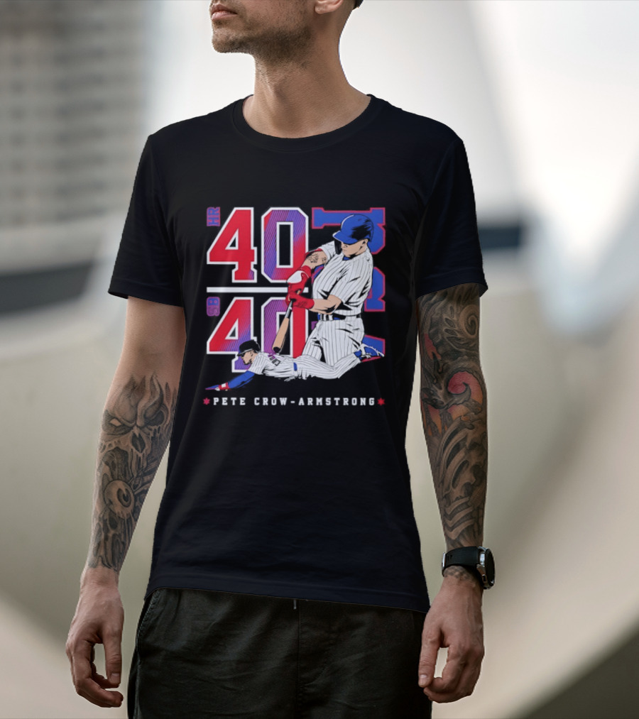 Pete Crow Armstrong 40 40 HR SB Club Chicago Cubs Players T-Shirt