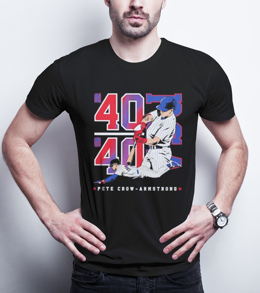 Pete Crow Armstrong 40 40 HR SB Club Chicago Cubs Players T-Shirt