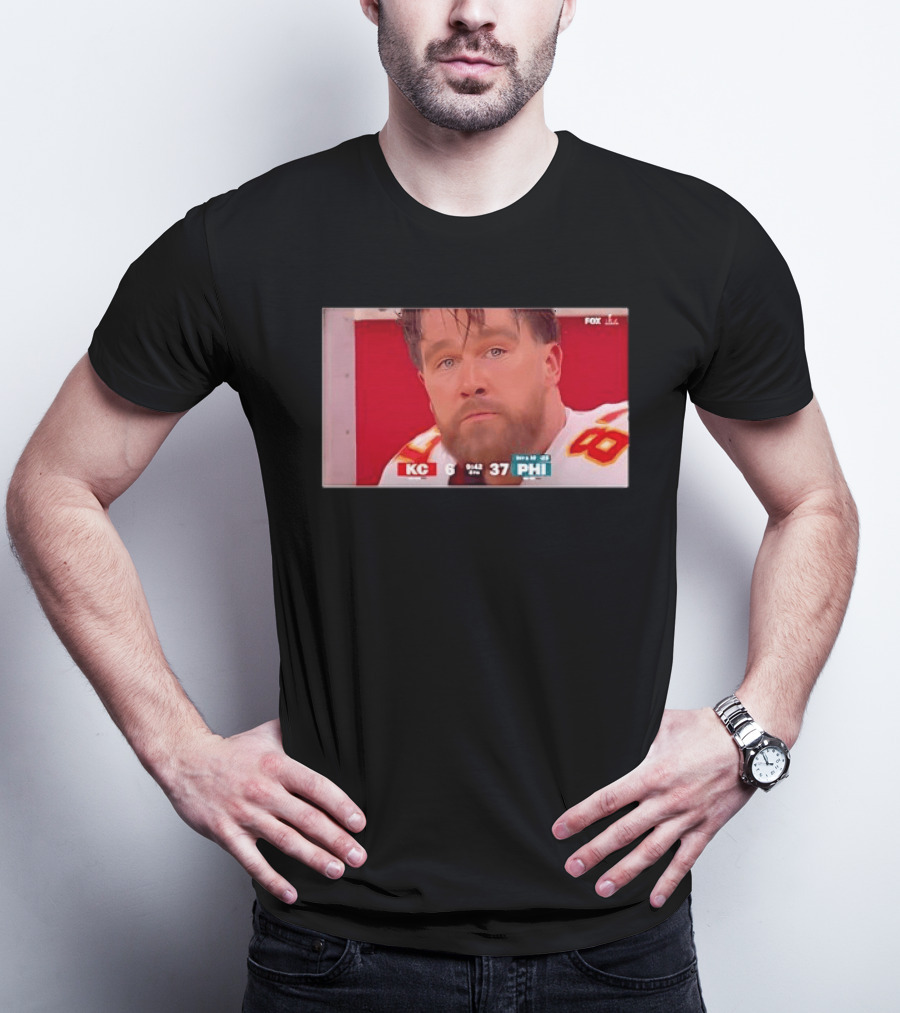 Kelce's Face Disappointment KC 6 PHI 37 NFL Football Game Loss T-Shirt