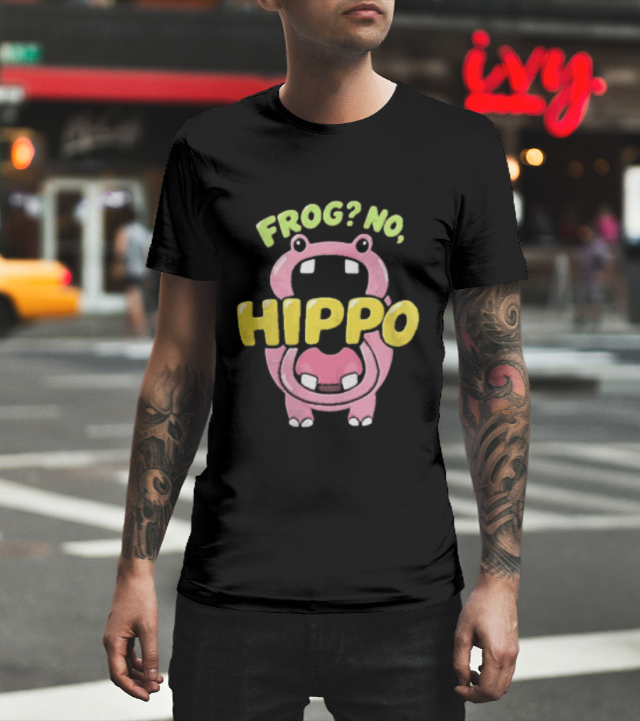 Frog No Hippo Pink Character Cartoon Playful T-Shirt