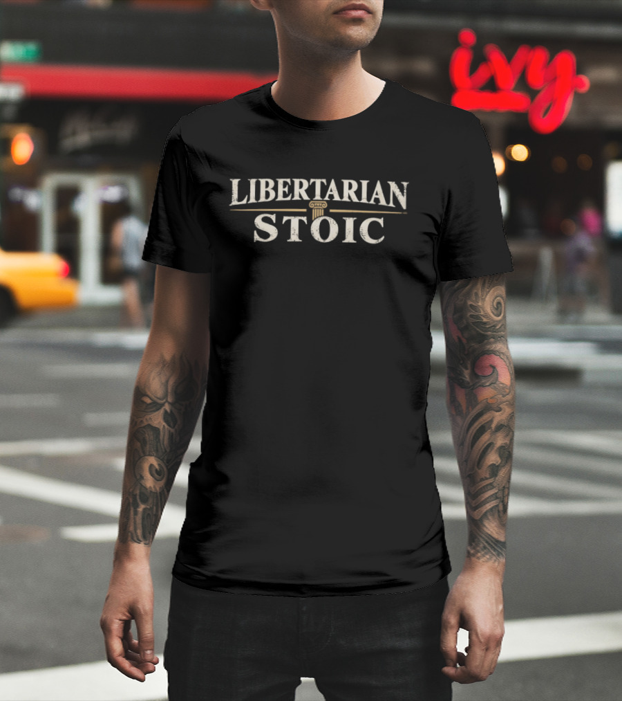 Libertarian Stoic Philosophy Balance Iconic Dialogue T-Shirt