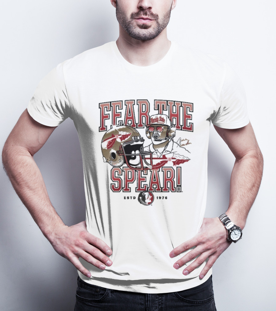 Fear The Spear Bobby Bowden Florida State Seminoles Est 1976 T-Shirt