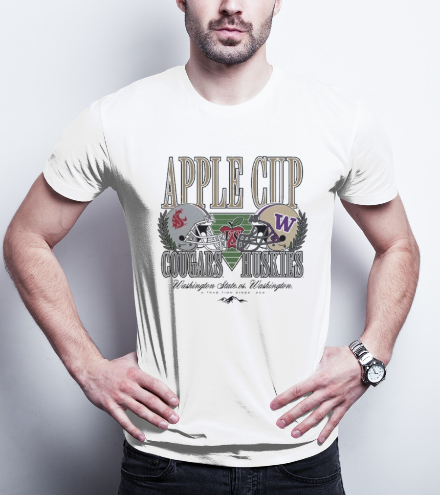 Apple Cup Cougars Vs. Huskies Washington State Rivalry Helmets T-Shirt