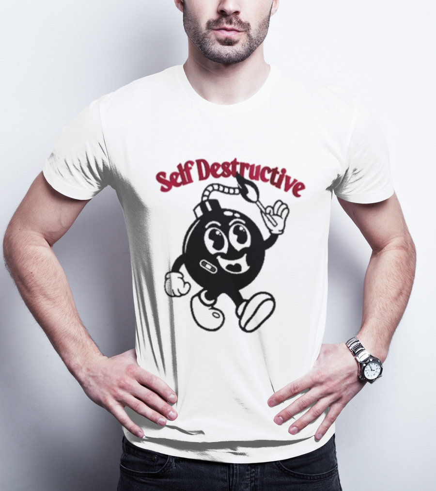Self Destructive Cartoon Bomb Character With Happy Face T-Shirt