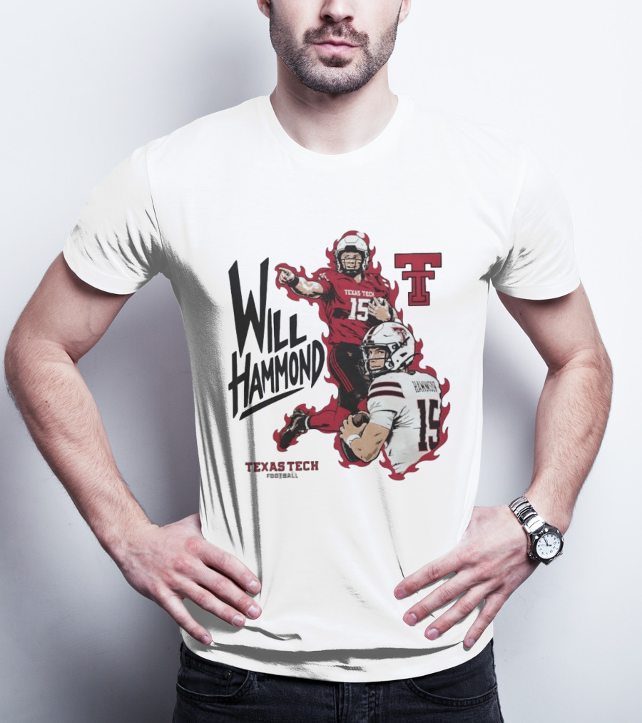 Texas Tech Red Raiders No 15 Will Hammond Football Player Collage T-Shirt