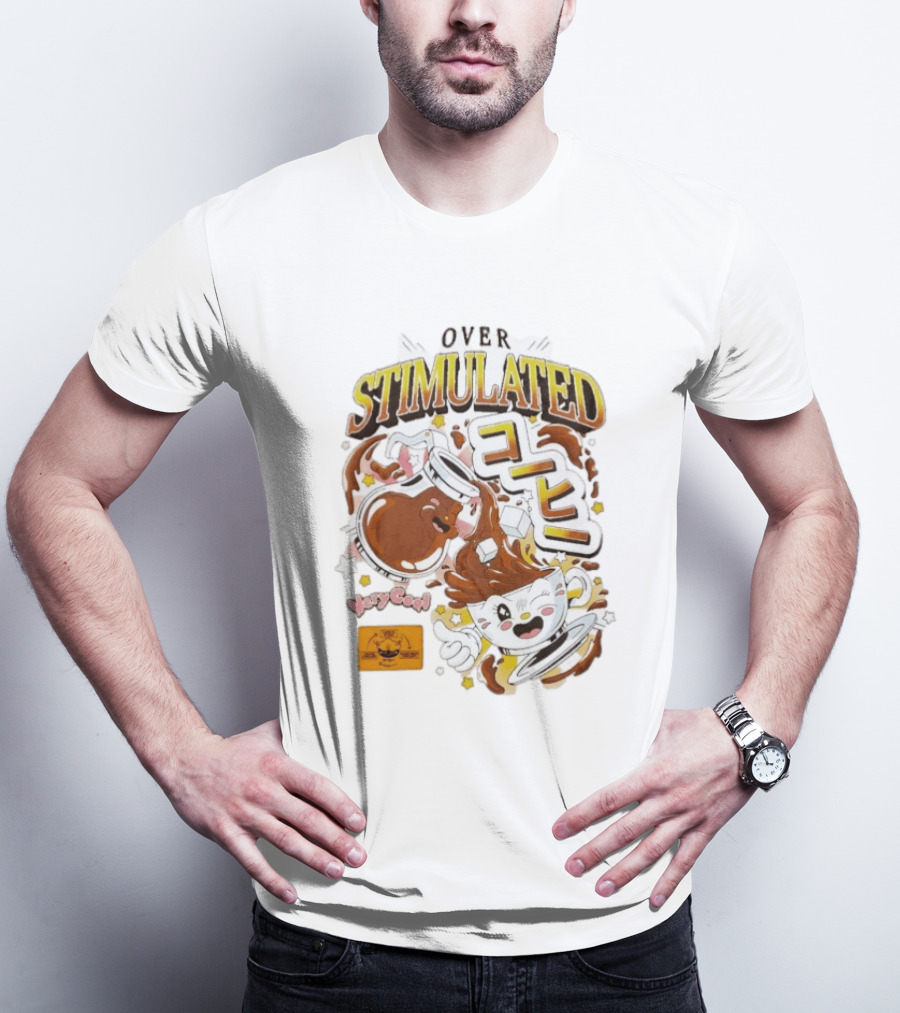 OVERSTIMULATED VeryCool Coffee Chaos Cappuccino Cartoon Fun T-Shirt