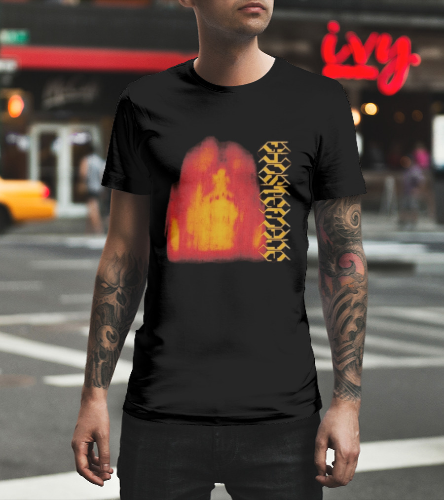 Ghostemane Face Hexagon Symbols And Red Yellow Abstract Blaze T-Shirt