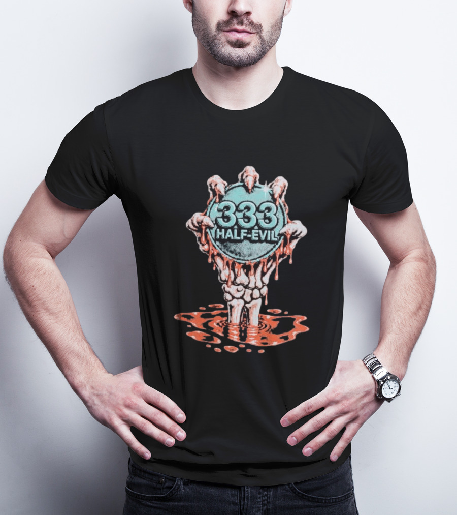 333 Half Evil Skeleton Hands Bloody Coin T-Shirt