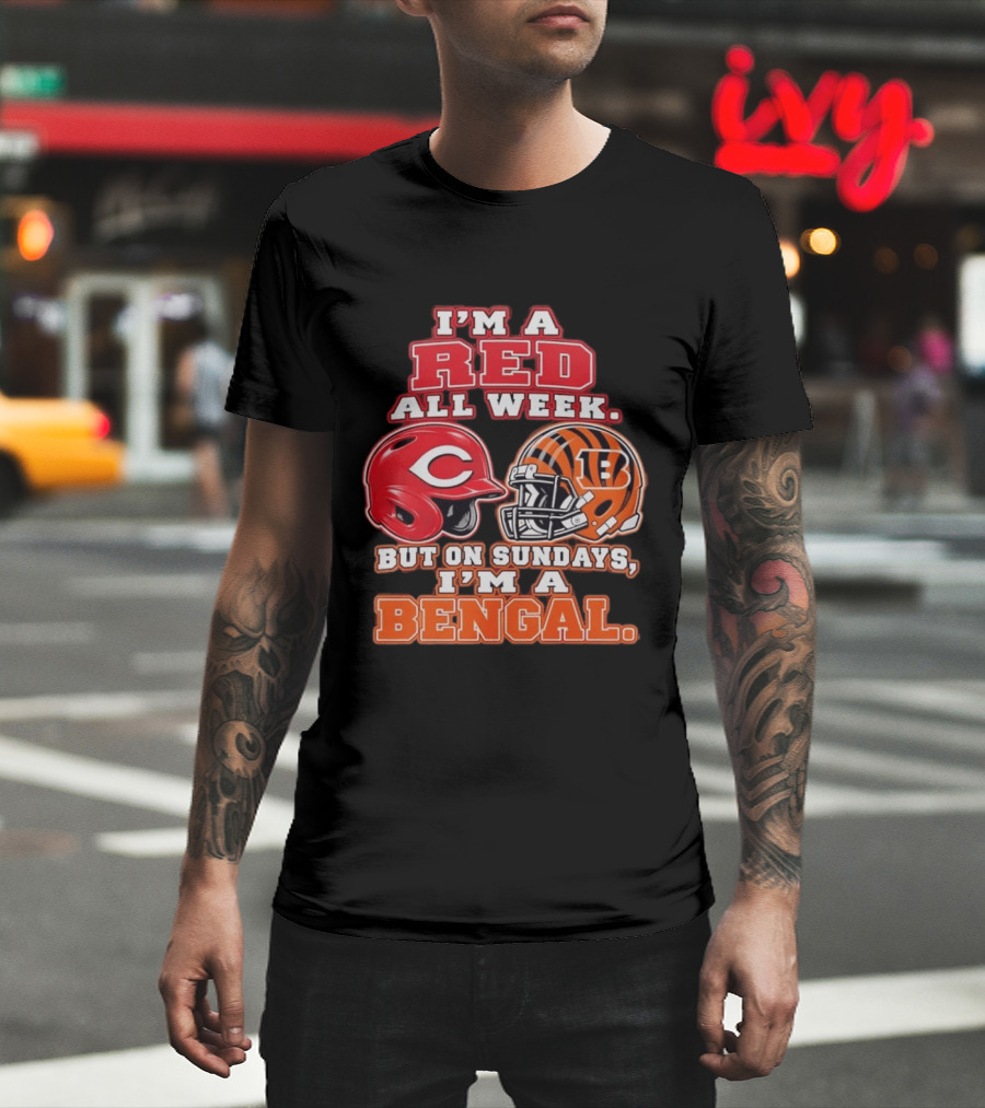 I'm A Red All Week But On Sundays I'm A Bengal Football Helmet And Baseball Helmet T-Shirt