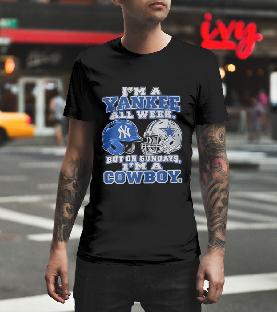 Yankee All Week But On Sundays Dallas Cowboy Football Fan T-Shirt
