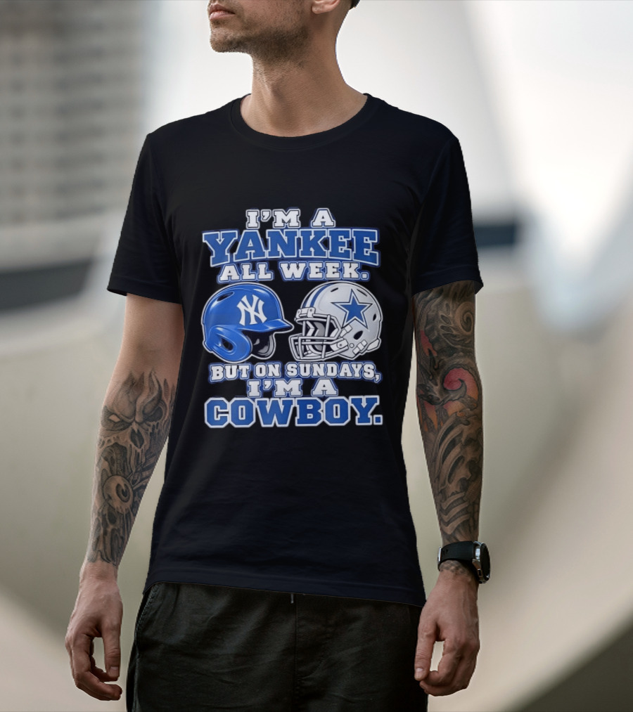 Yankee All Week But On Sundays Dallas Cowboy Football Fan T-Shirt