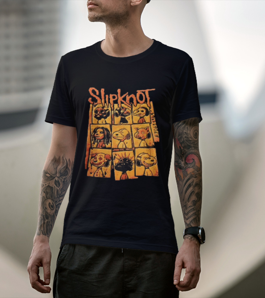 Slipknot Characters In Panels With Numbers And Cartoon Faces T-Shirt