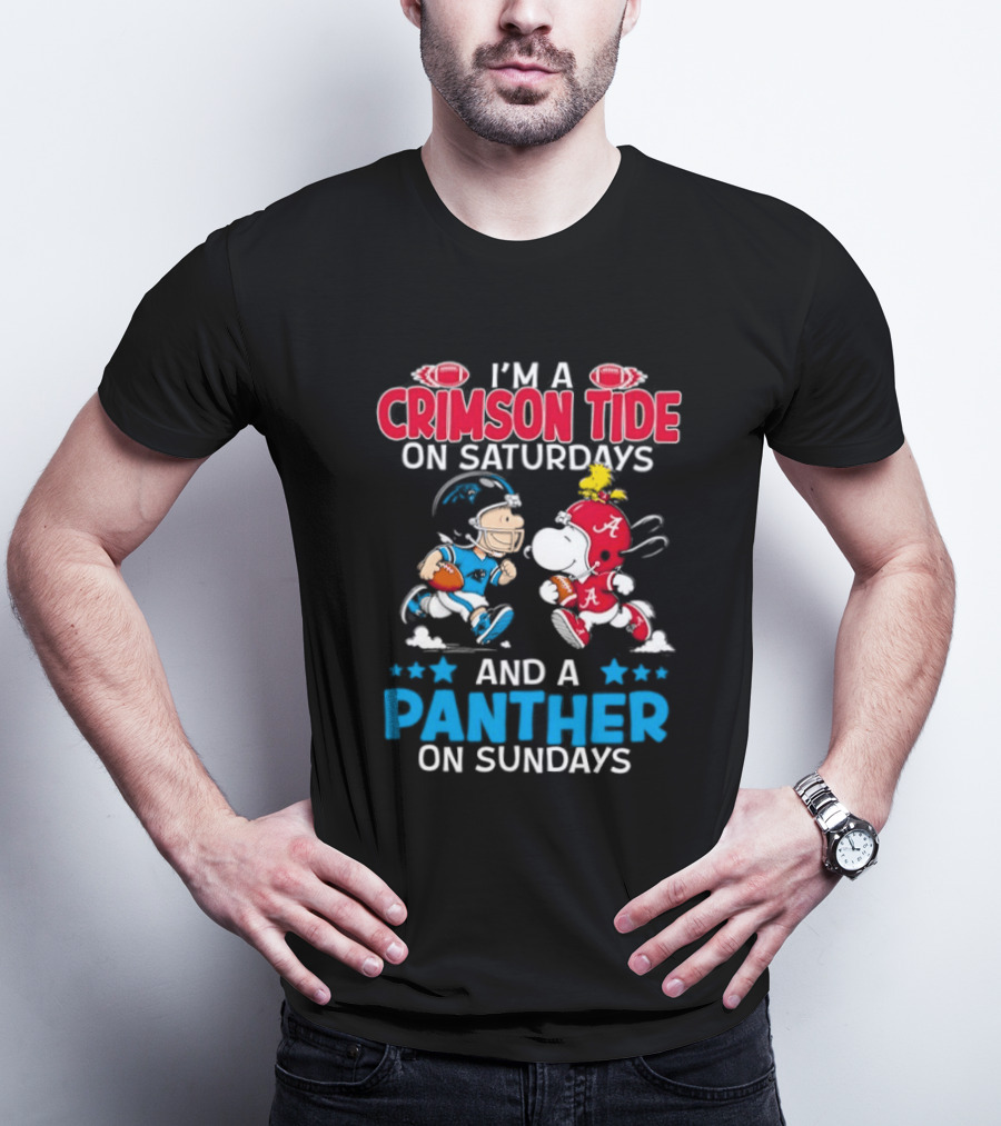 I'm A Crimson Tide On Saturdays And A Panther On Sundays Snoopy And Charlie Brown T-Shirt