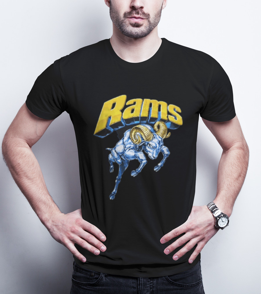 Rams Blue Bull Charging With Golden Horns Majestic Power T-Shirt