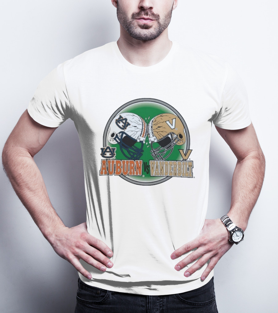 Auburn Tigers Vs Vanderbilt Commodores Football Helmets Clash T-Shirt