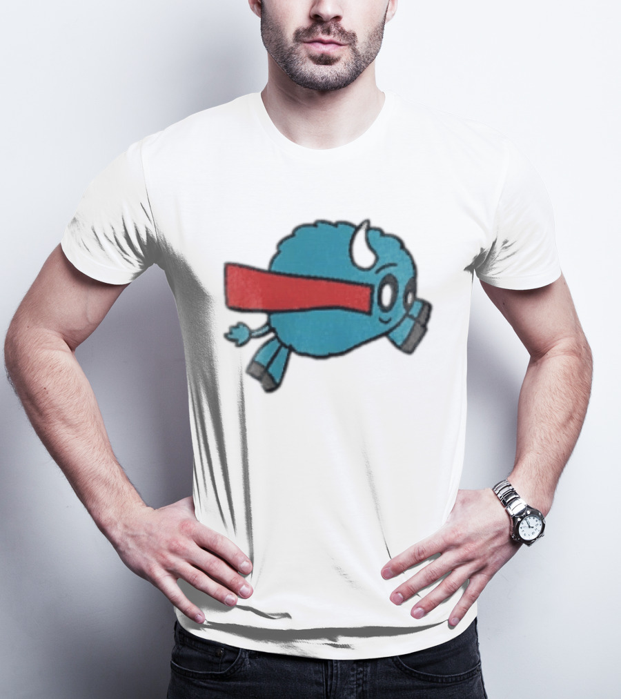 Buffalo Superhero With Red Cape Flying Action T-Shirt