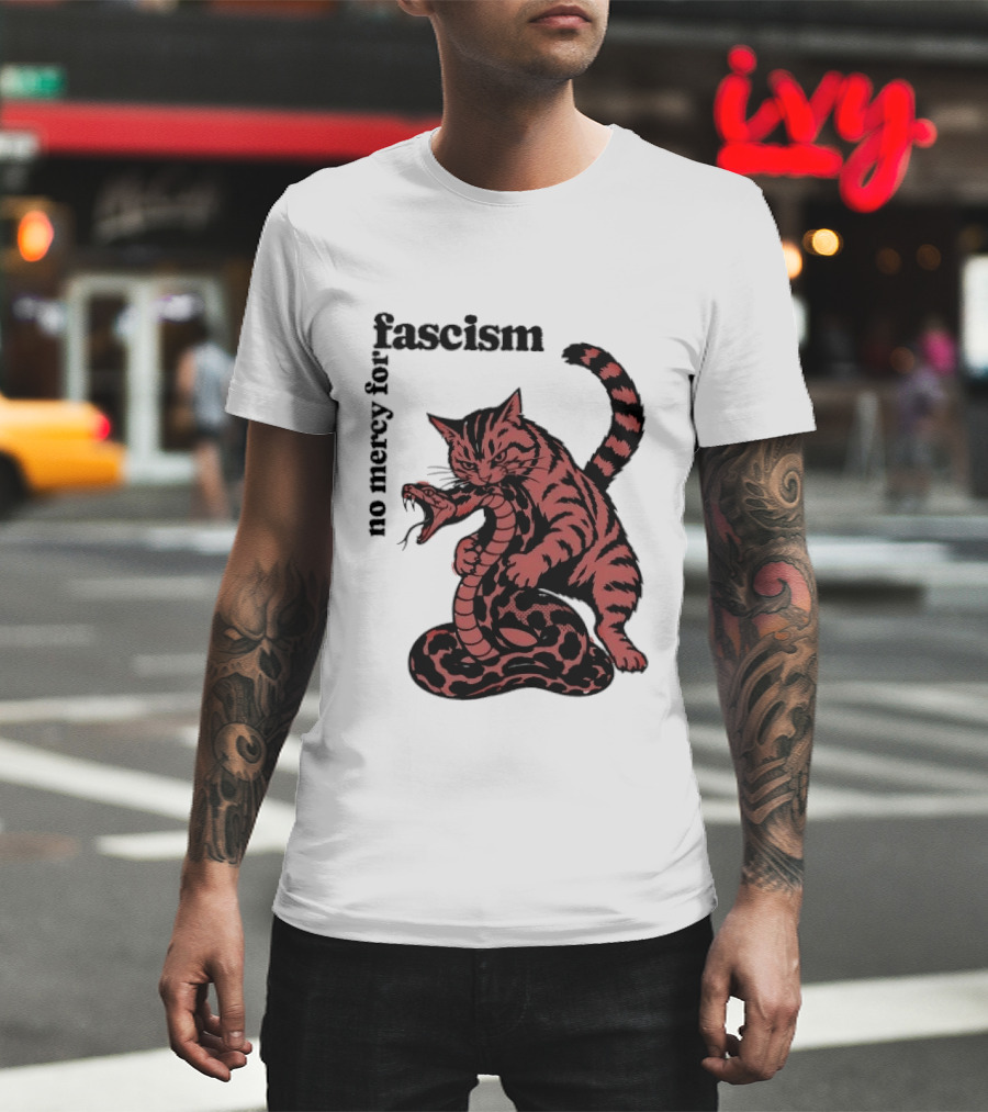 No Mercy For Fascism Cat And Snake T-Shirt